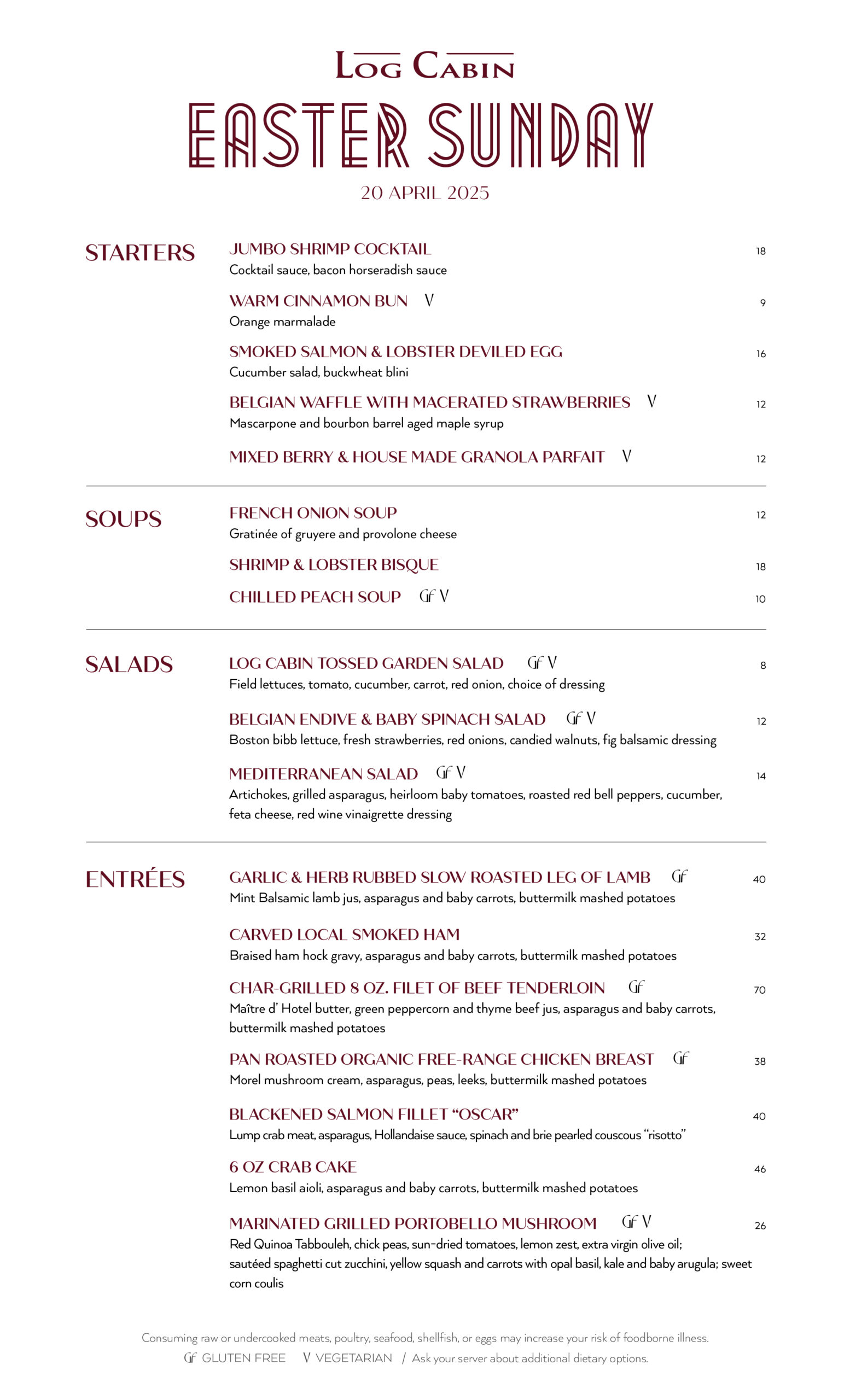 Easter Sunday – The Log Cabin Restaurant