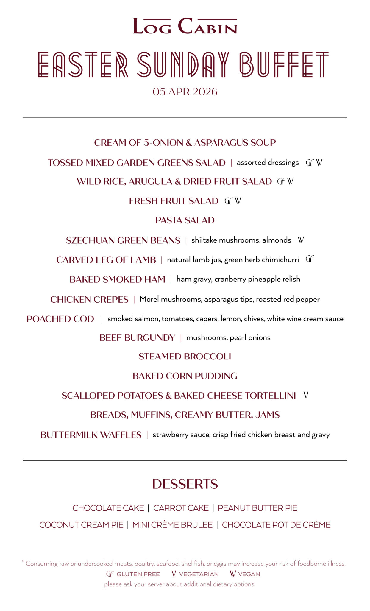 Easter Sunday – The Log Cabin Restaurant